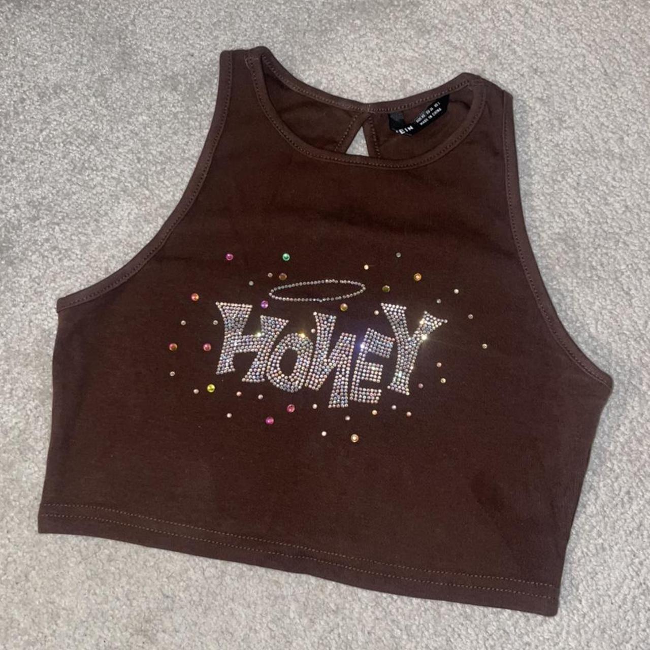 Shein rhinestone honey racer crop top - bratz... - Depop