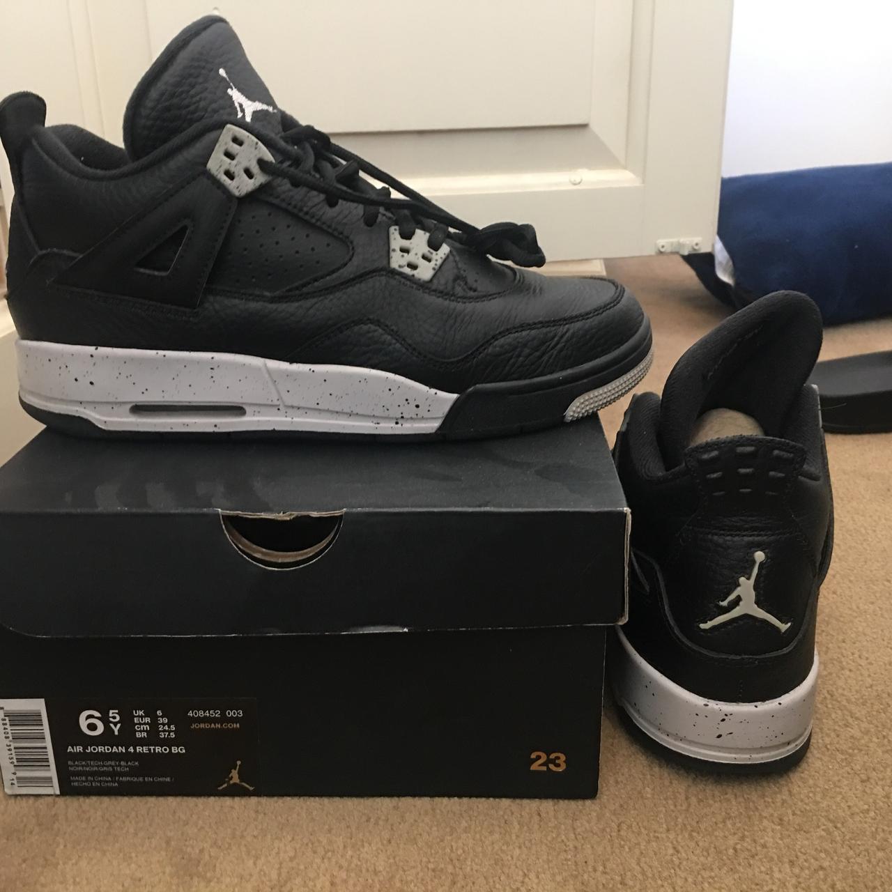 Jordan 4 retro bg Black and white RRP: £160 8/10... - Depop