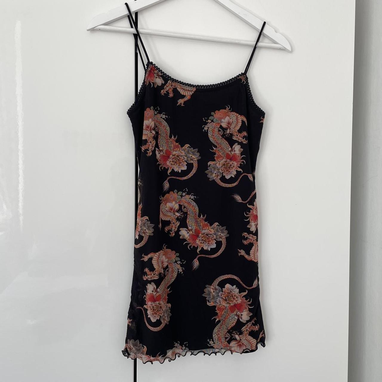 BLACK DRAGON PRINT DRESS Urban Outfitters, size XA - Depop