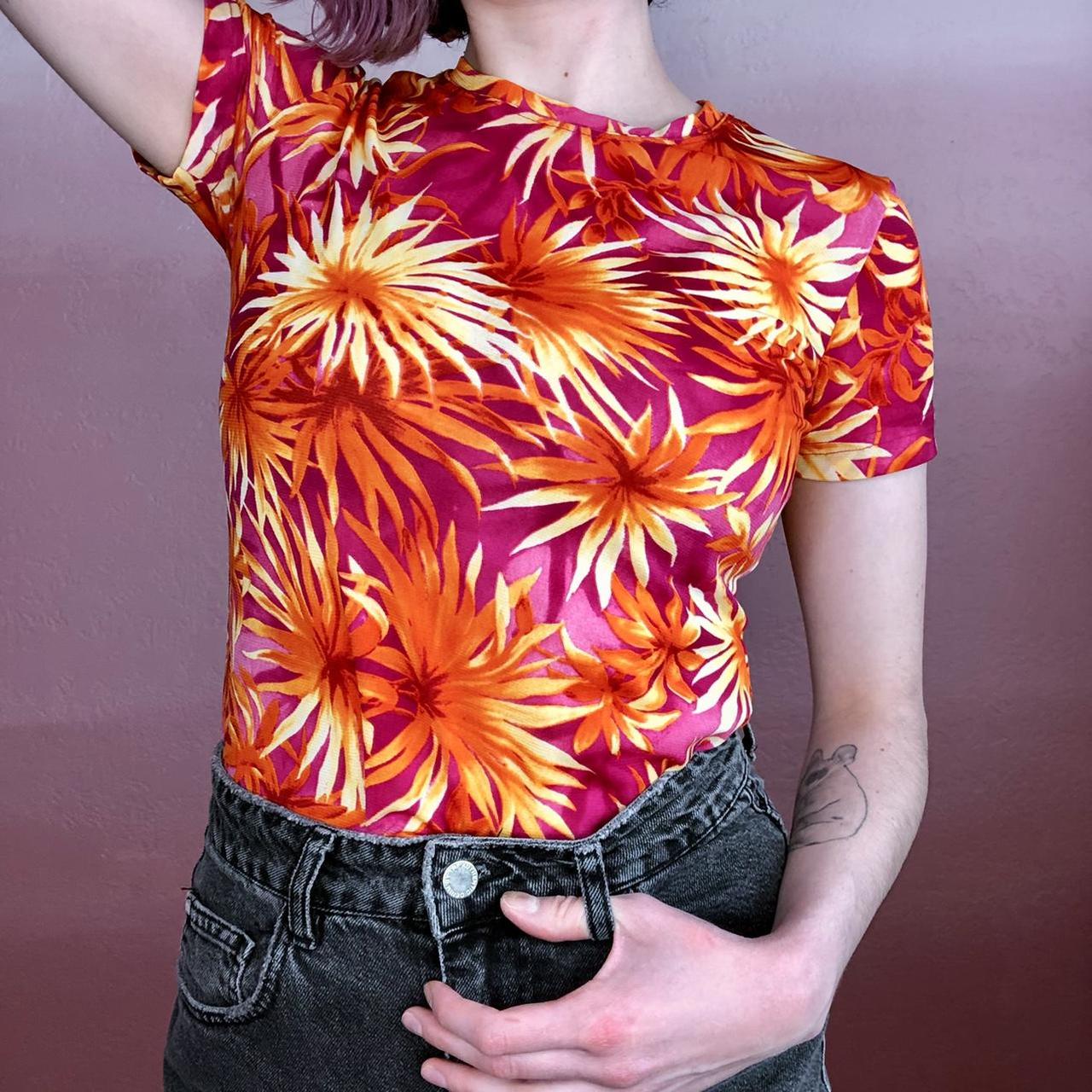 Colorful funky Karen Kane Lifestyle mesh top with... - Depop