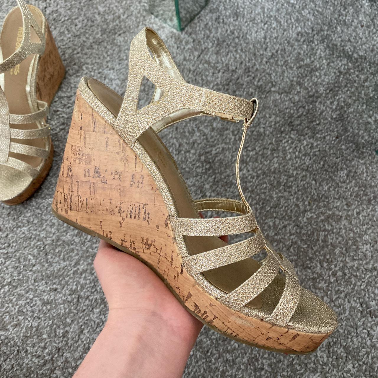 Head over heels Gold glitter wedges by DUNE LONDON.... - Depop