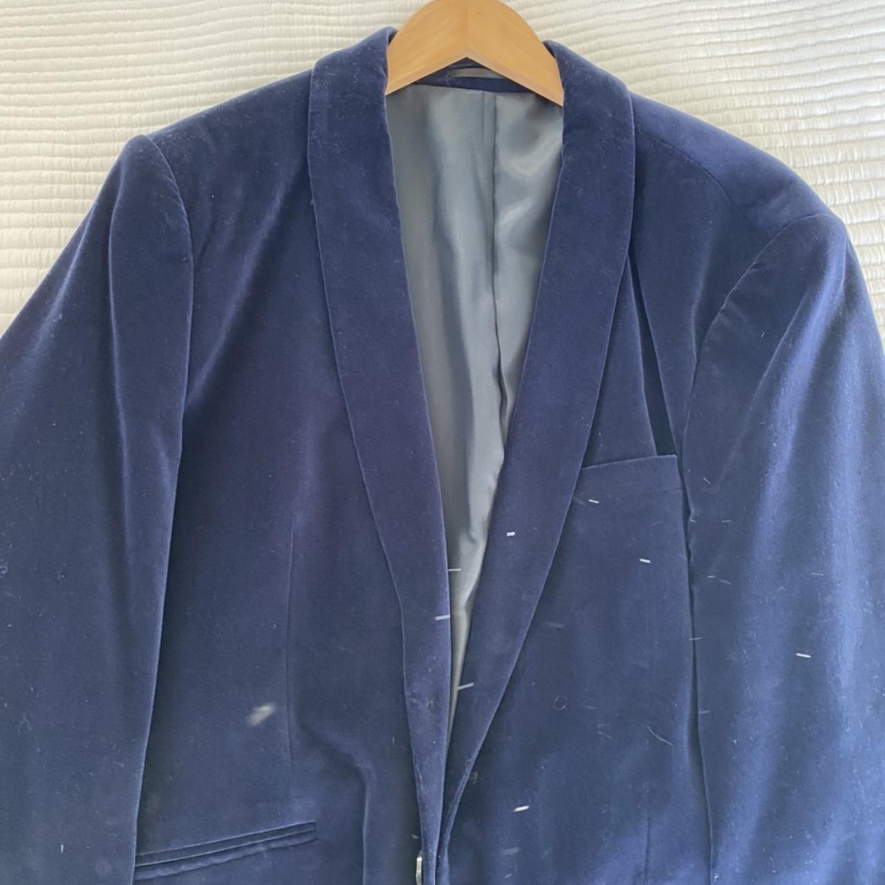 French Connection Blue Velvet Blazer 46 Chest... - Depop