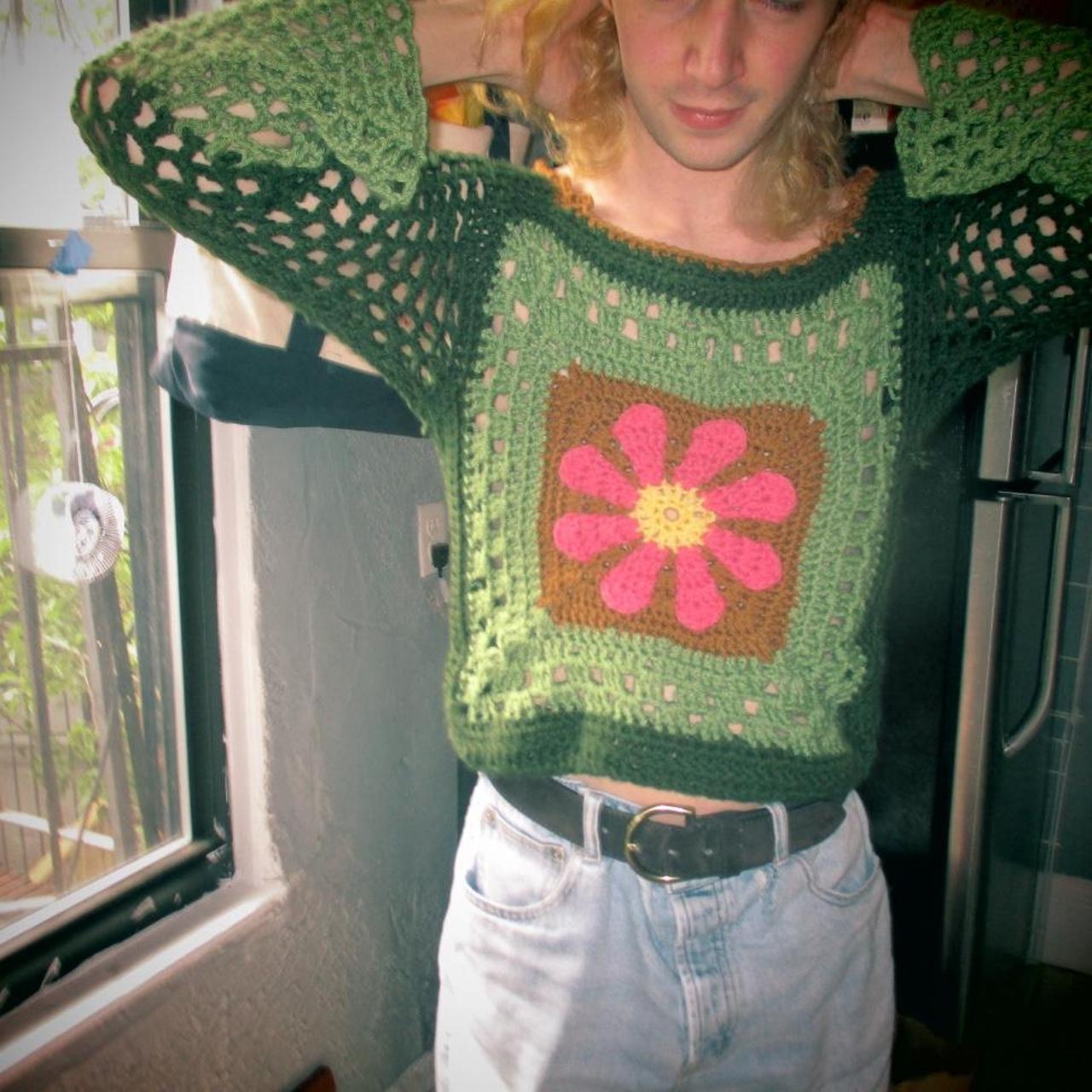 handmade crochet daisy sweater made by yours truly 🌷... - Depop