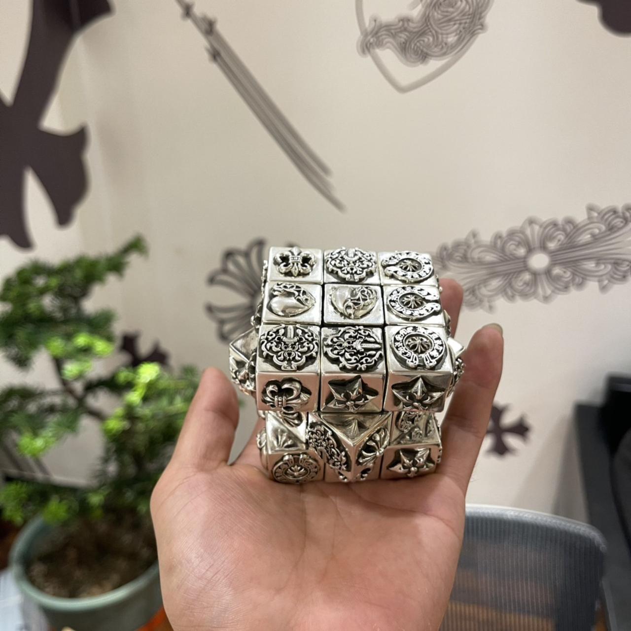 CHROME HEARTS .925 STERLING SILVER RUBIK’S CUBE... - Depop