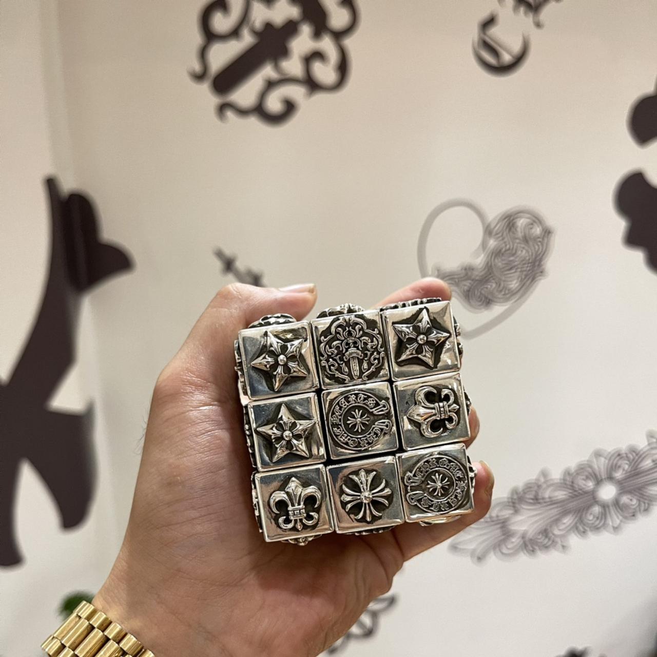 CHROME HEARTS .925 STERLING SILVER RUBIK’S CUBE... - Depop