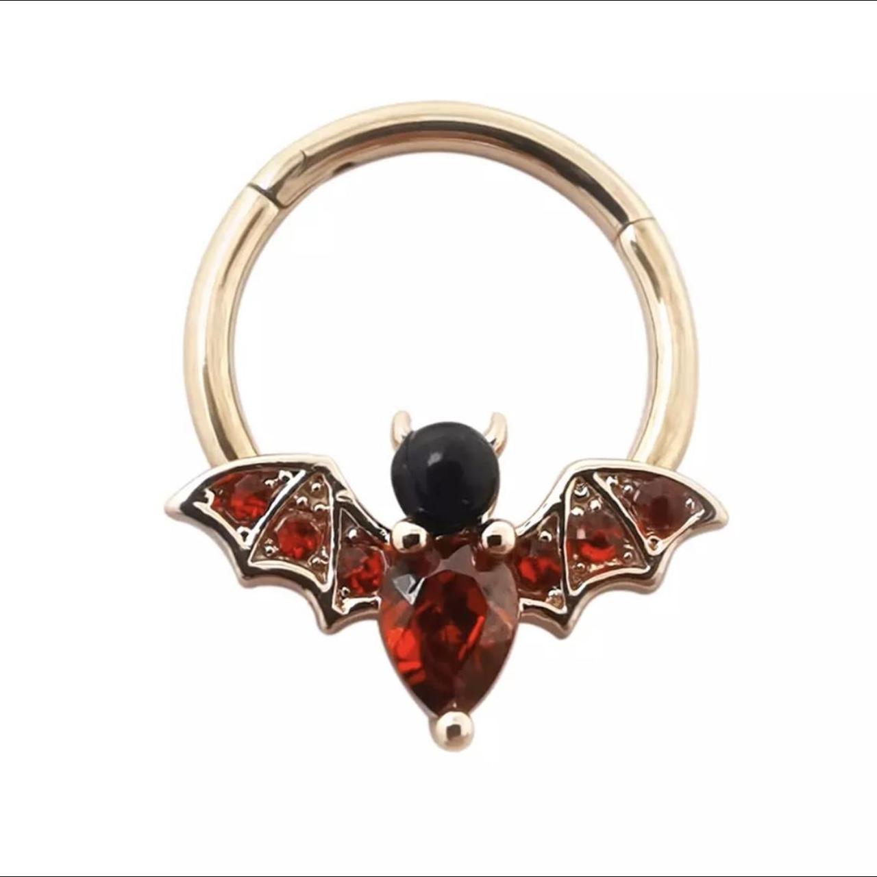 Rose gold + red bat clicker surgical steel septum... - Depop
