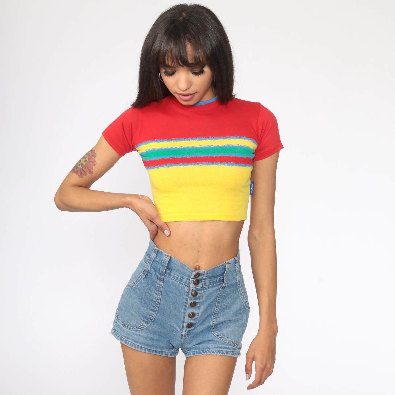 Vintage 80s Oshkosk Micro Crop Top Tiny... - Depop