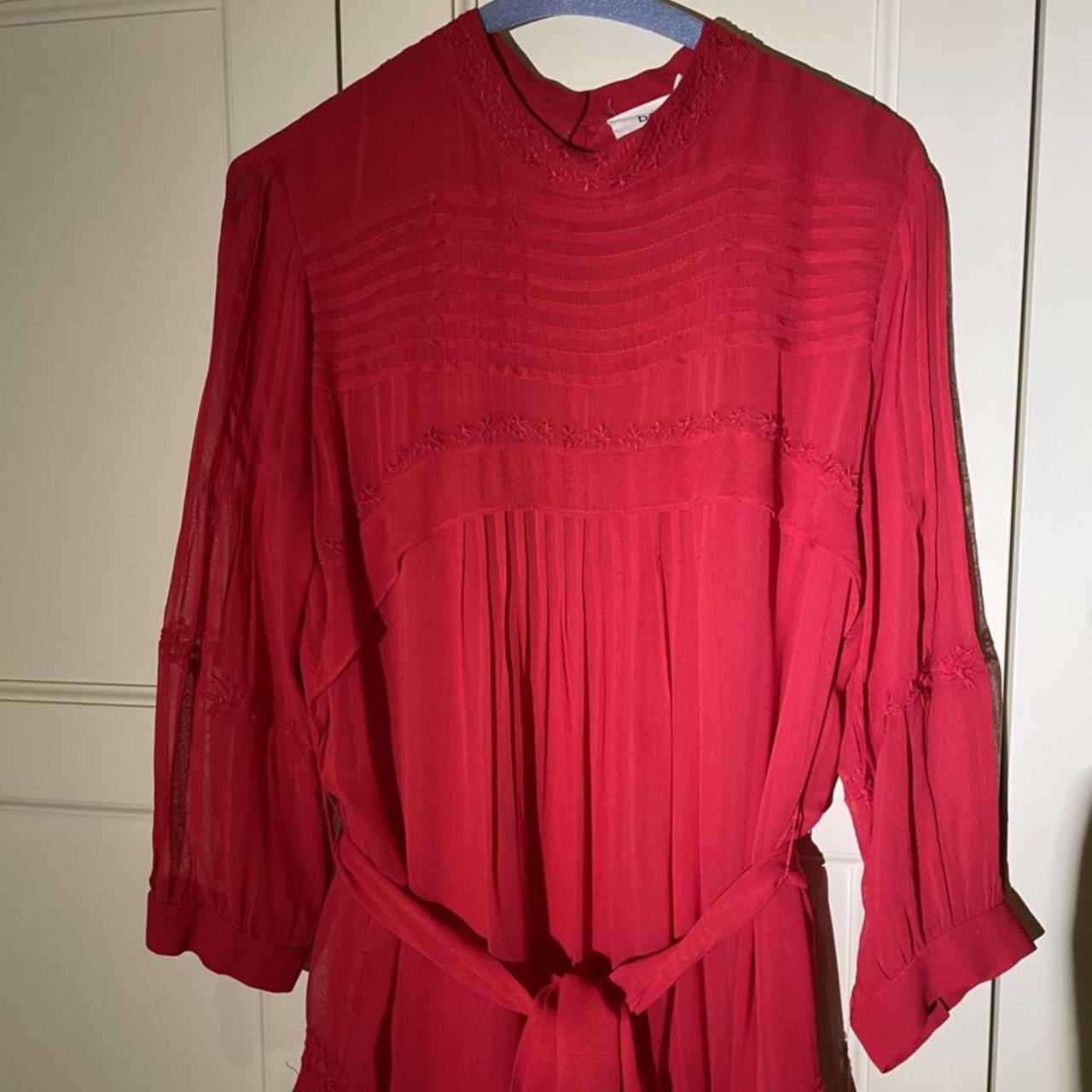 Beautiful red BA&SH dress with pleating in an... - Depop