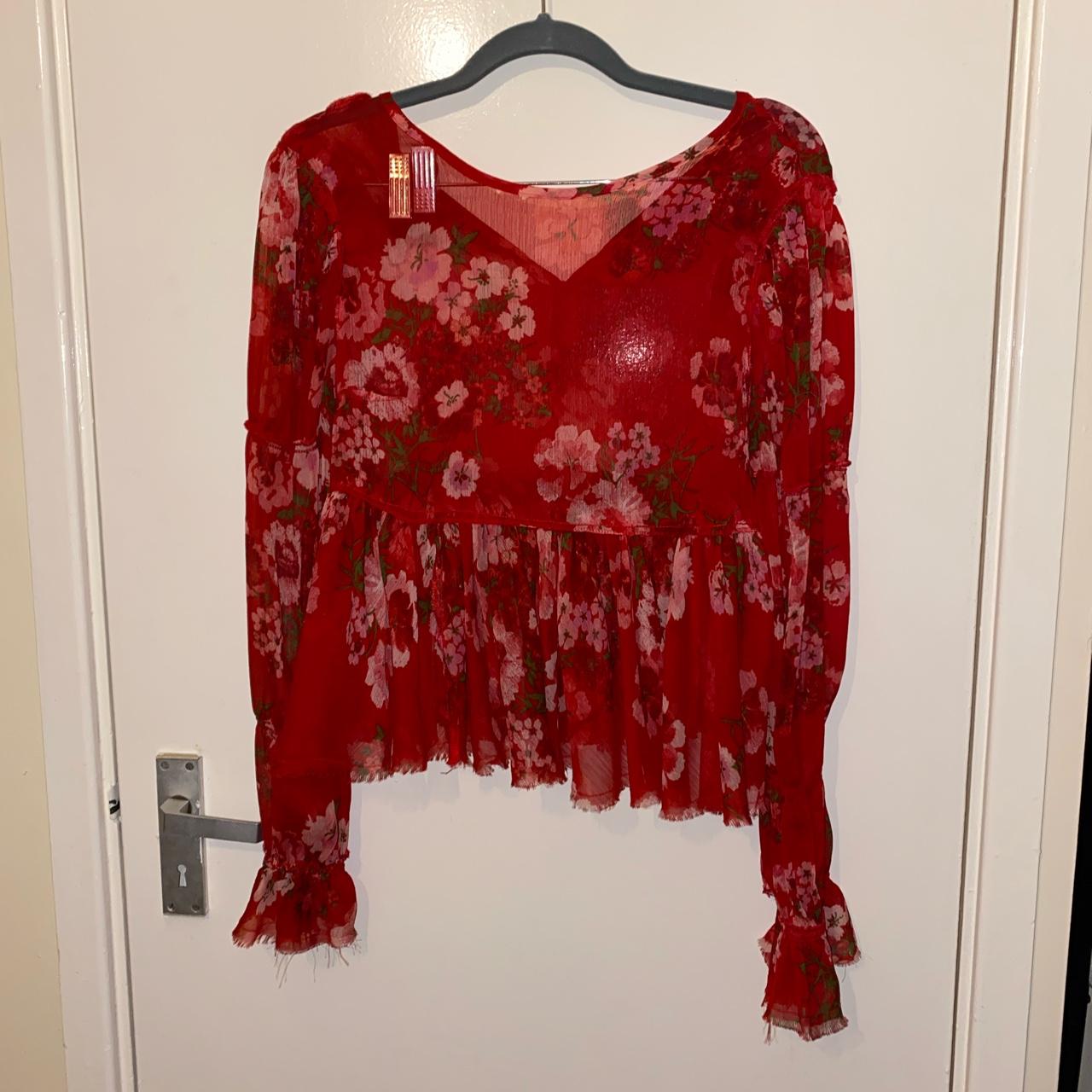 ASOS Red floral peplum top. #floral #asos #peplum - Depop