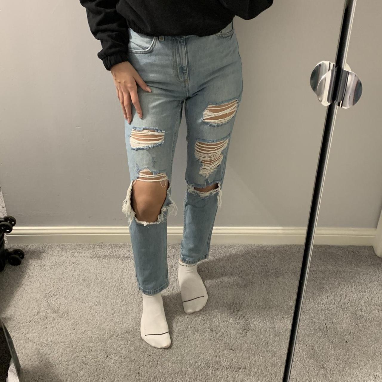 Topshop Ripped MOM Jeans Size W26 L30 Slight mark... - Depop