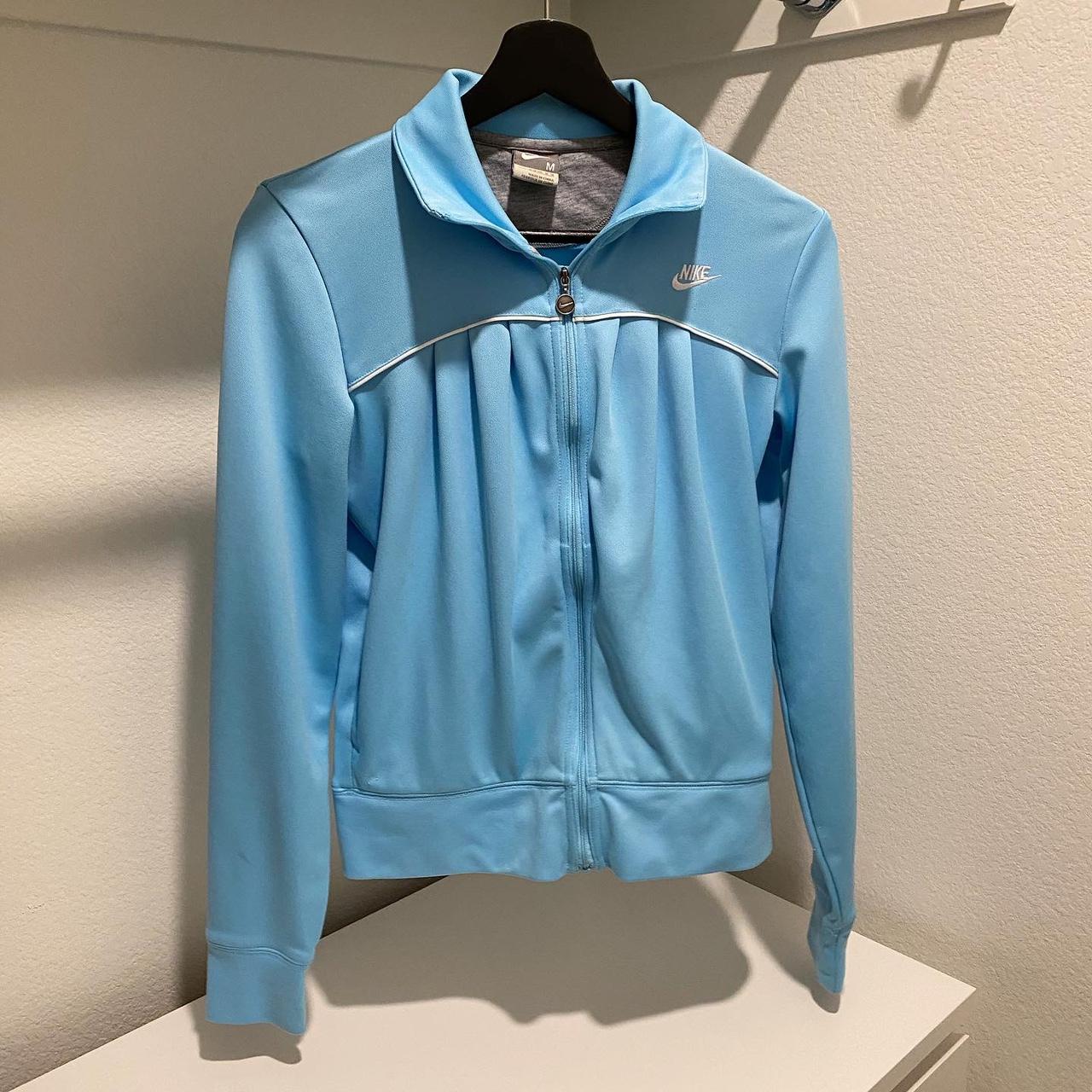 Nike Light Blue Vintage Jacket -medium -2 pockets - Depop