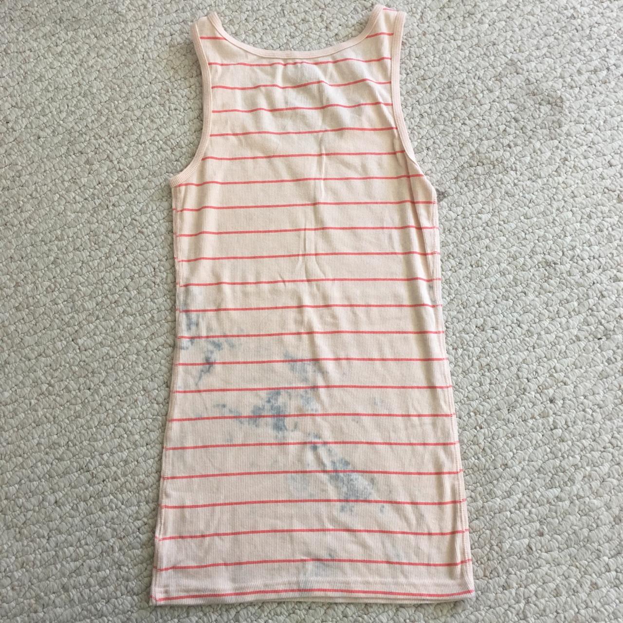 FREE STAINED faded glory pink and red striped tank... - Depop