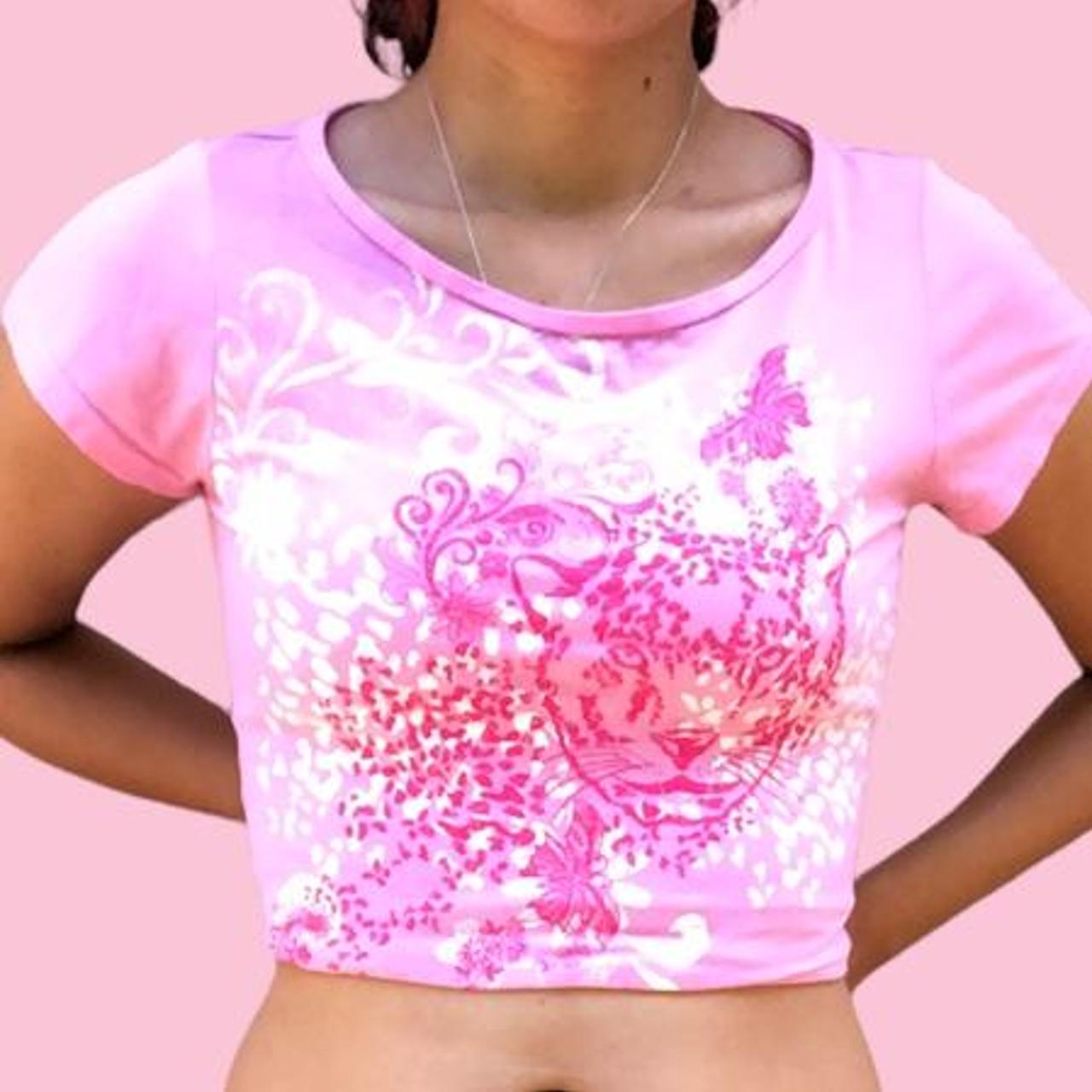 early 2000’s Joe Boxer pink girly top with a cheetah... - Depop