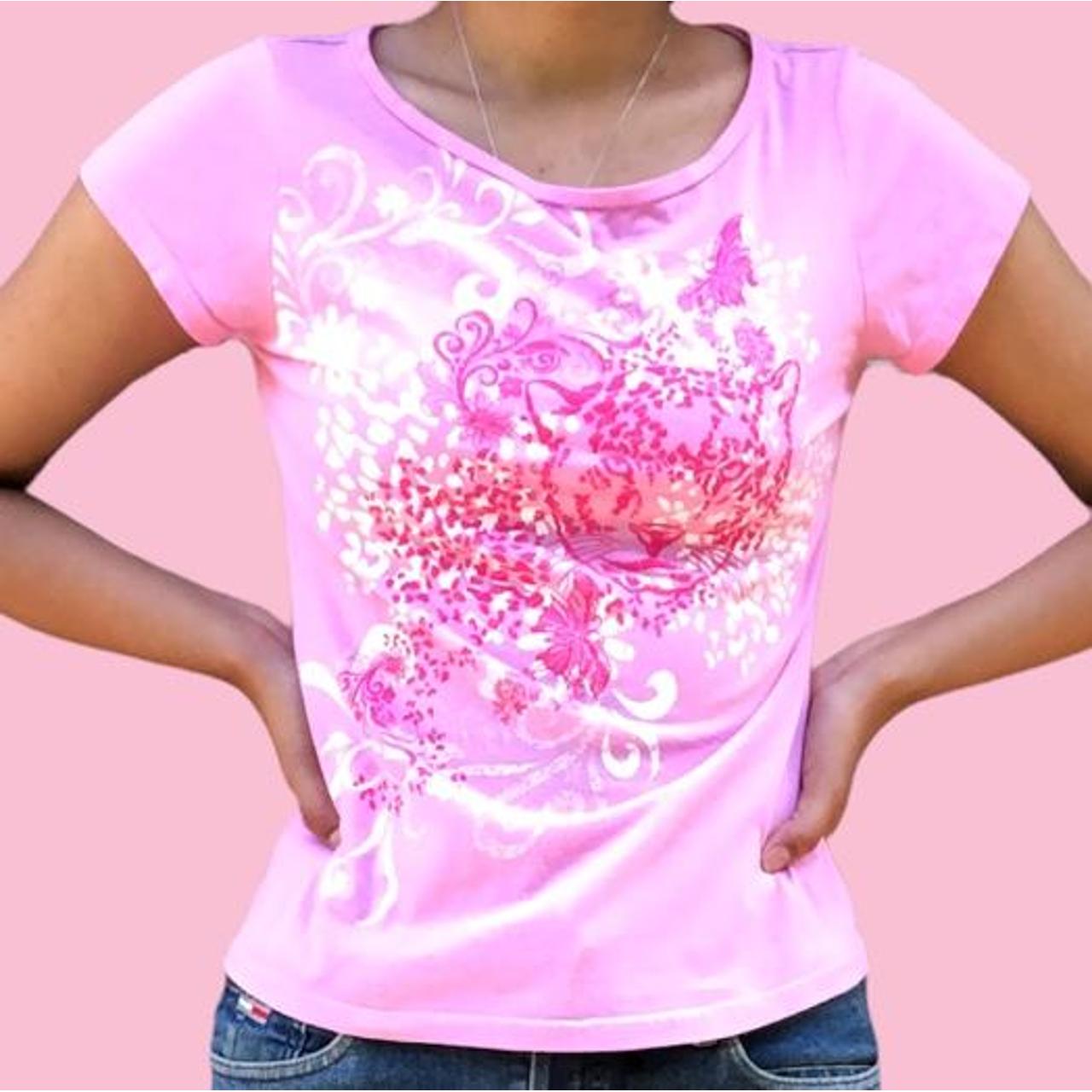 early 2000’s Joe Boxer pink girly top with a cheetah... - Depop