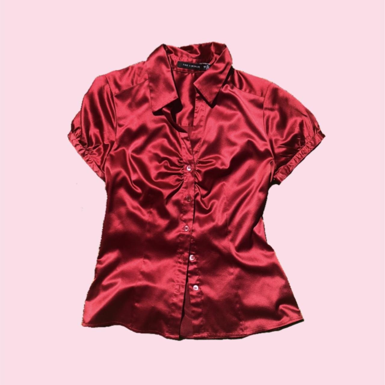 Red Satin Top ♥️ Gorgeous silky button up top, super... - Depop