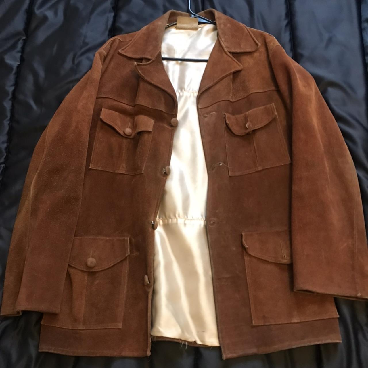 Vintage suede camel colored jacket size 42 - Depop