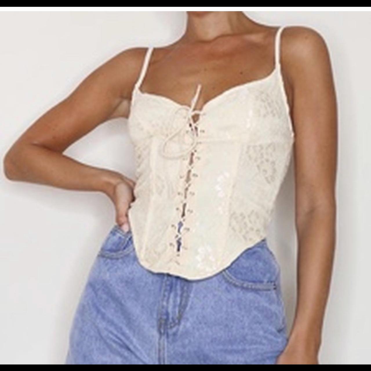 lacey corset top from pretty little thing worn once... - Depop
