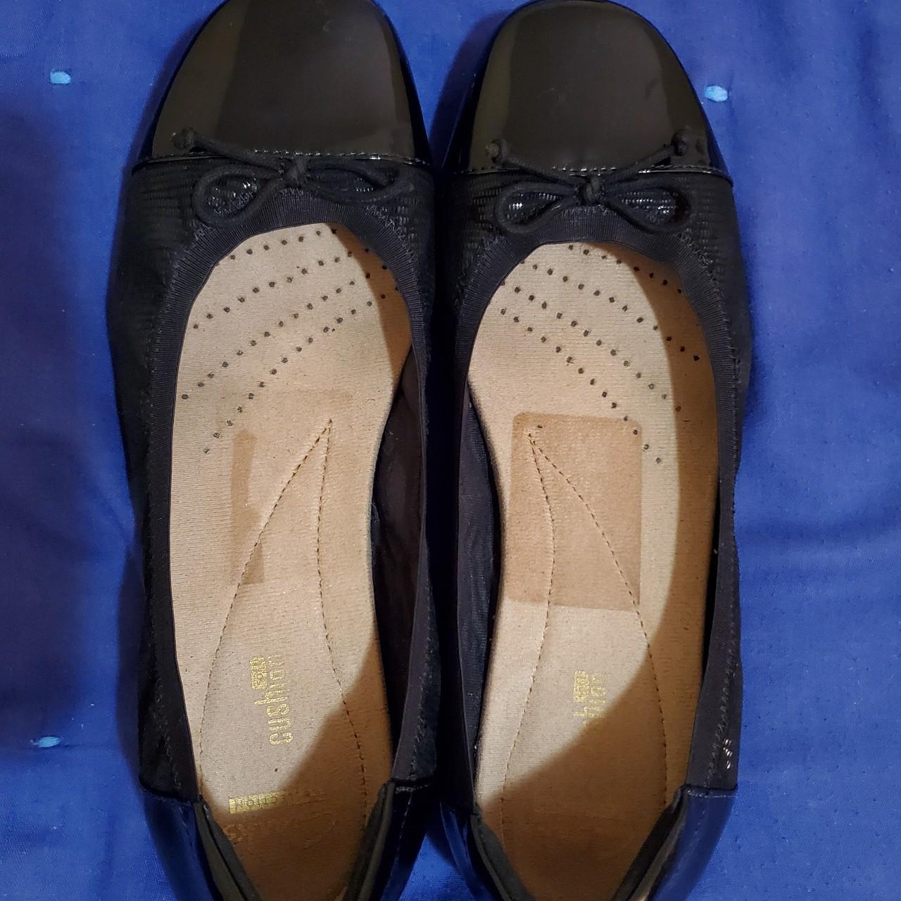 Clarks Collection black shiny flats with soft... - Depop