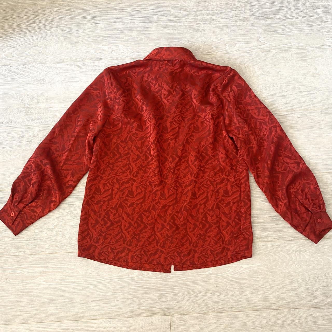 Genuine vintage red gothic shirt - Red satin-feel... - Depop