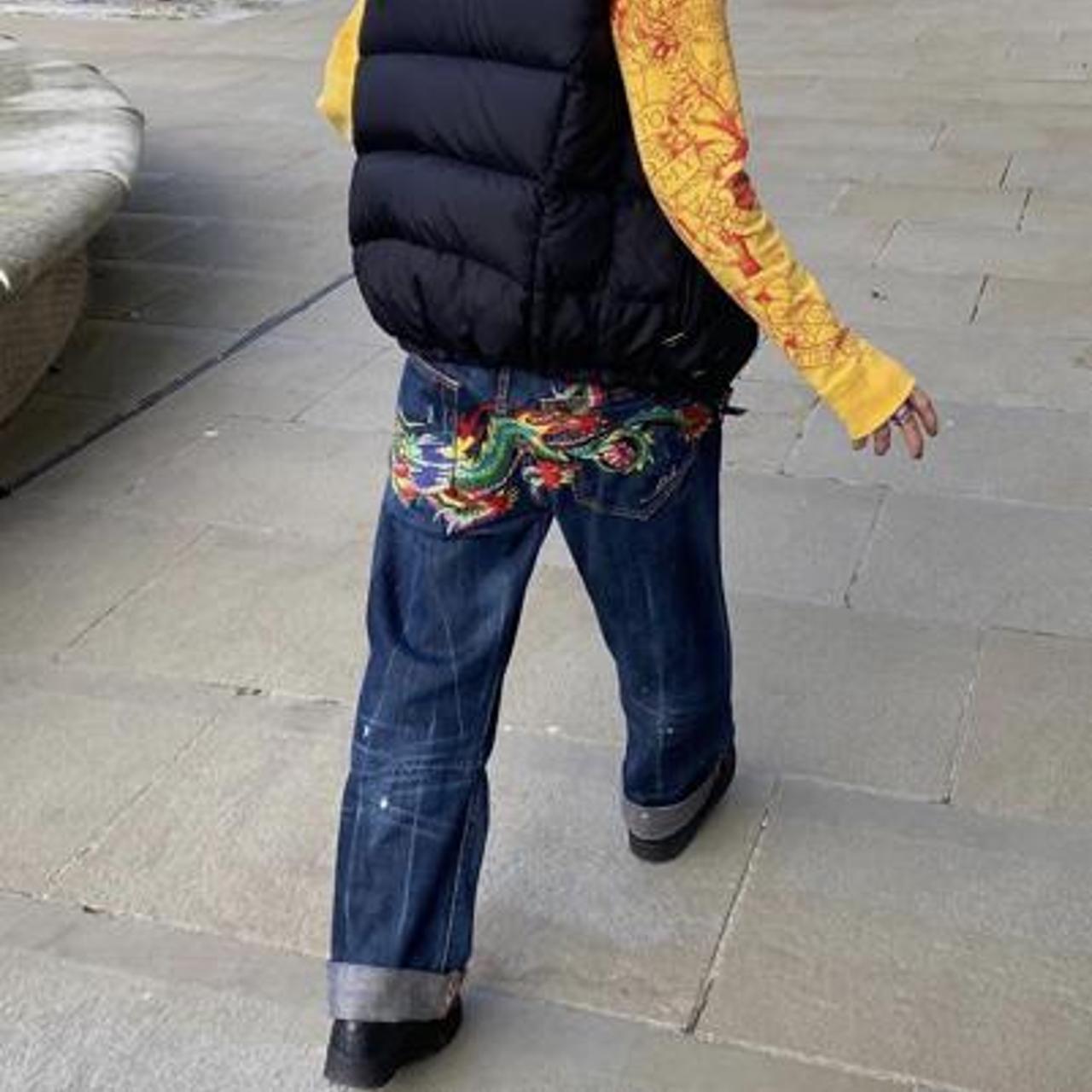 ed hardy dragon jeans W32” L34’ embroidered jeans... | Depop