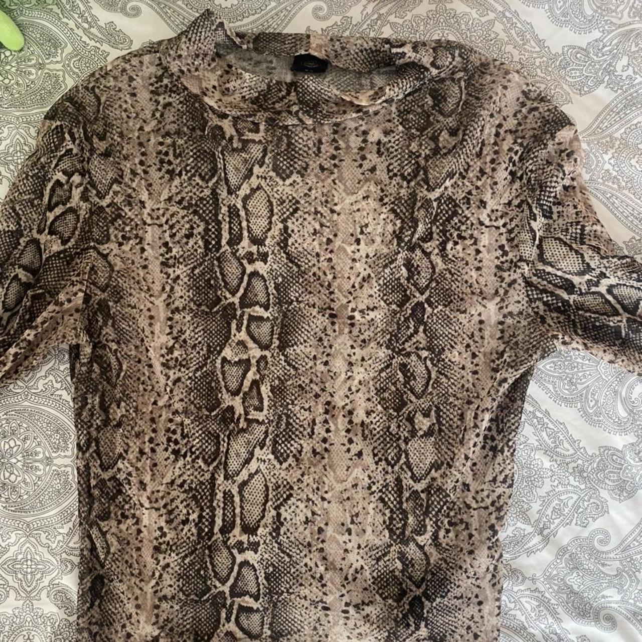 Urban Outfitters mesh snake skin round neck top -... - Depop