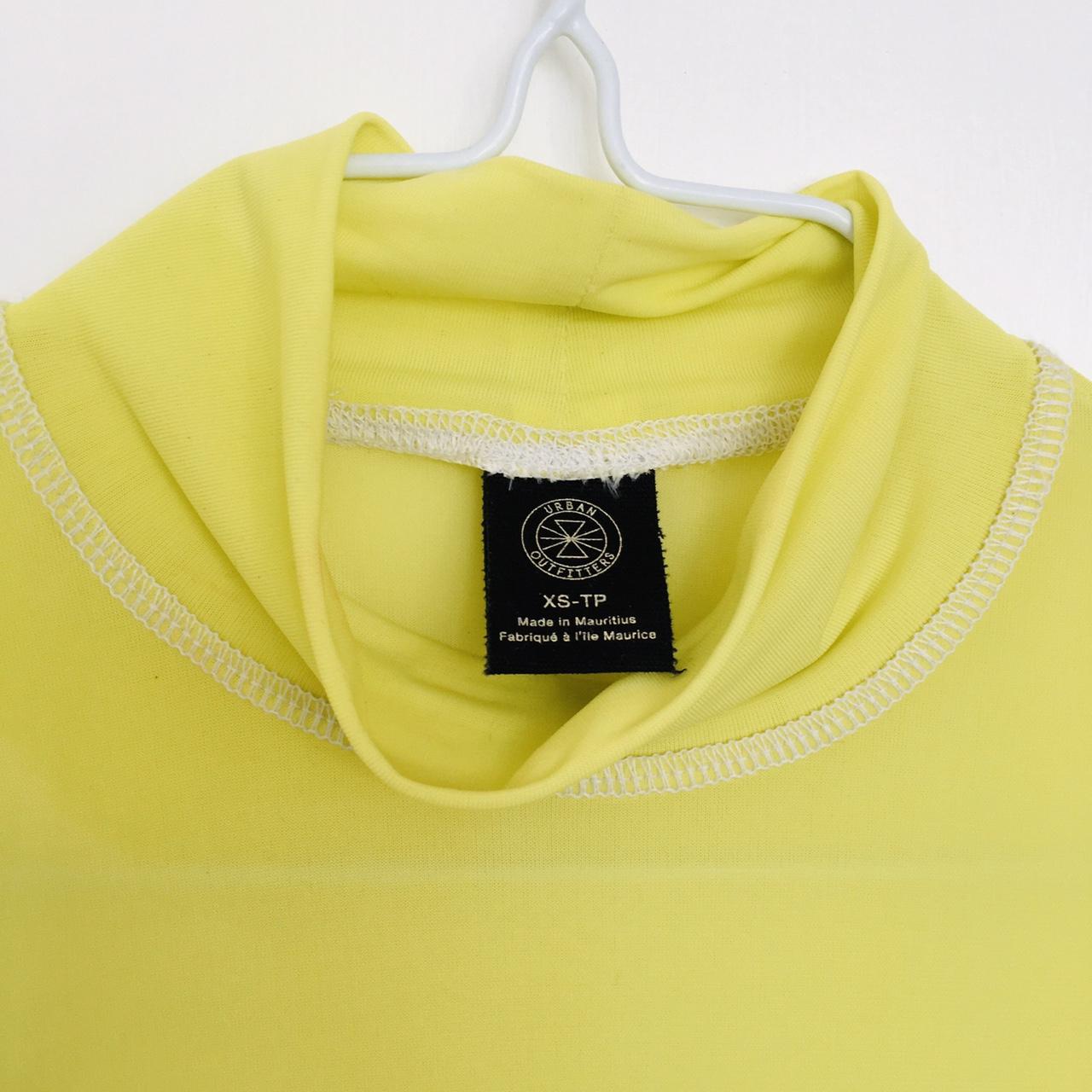 Bright pale lime yellow mesh top from UO Contrast... - Depop