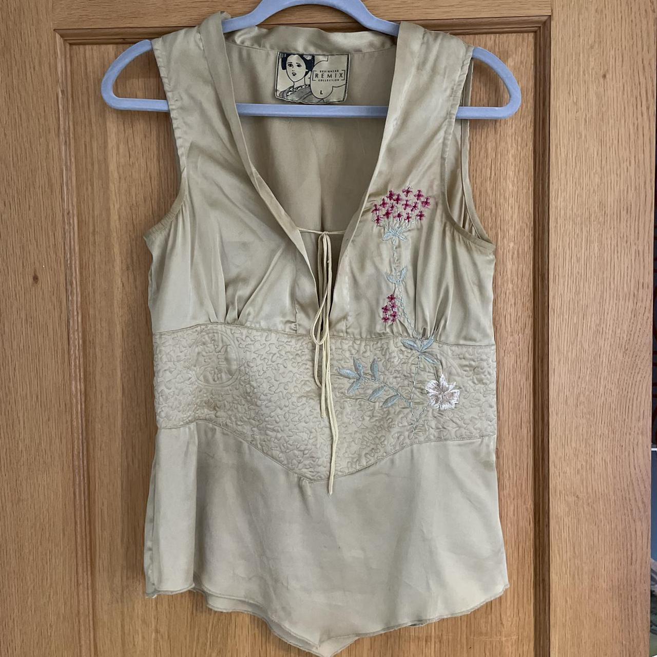 Vintage, replay remix top with beautiful detailed... - Depop