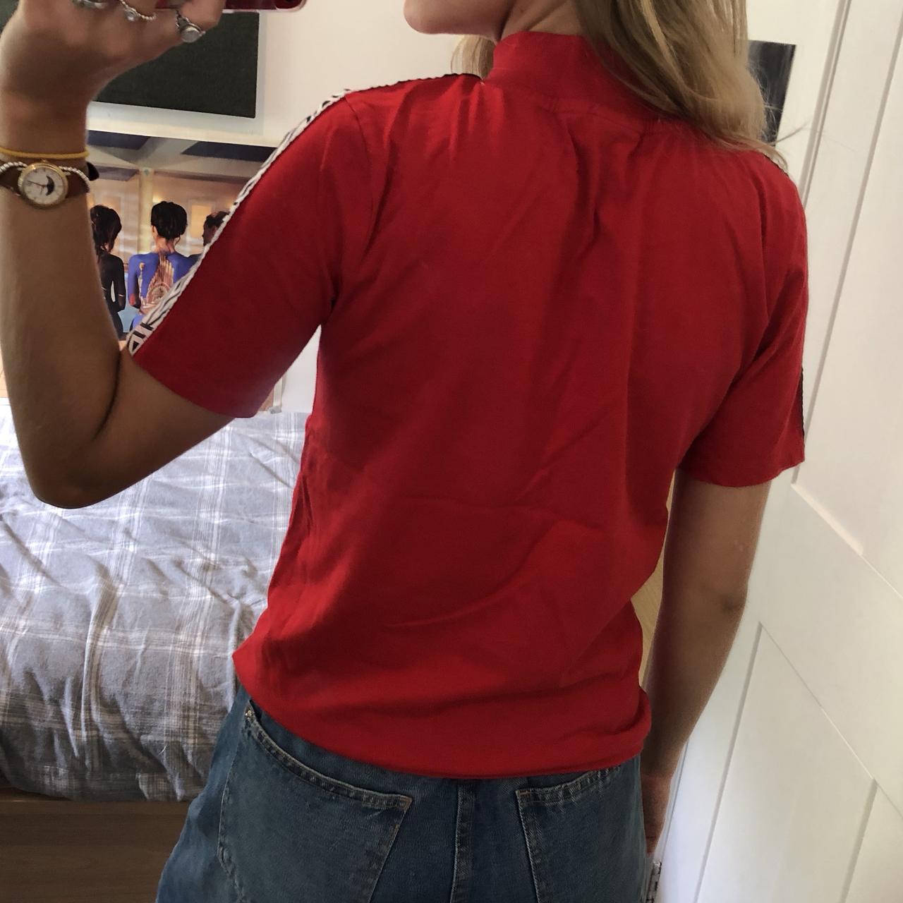 Red Umbro high neck t-shirt with piping / SIZE XS... - Depop