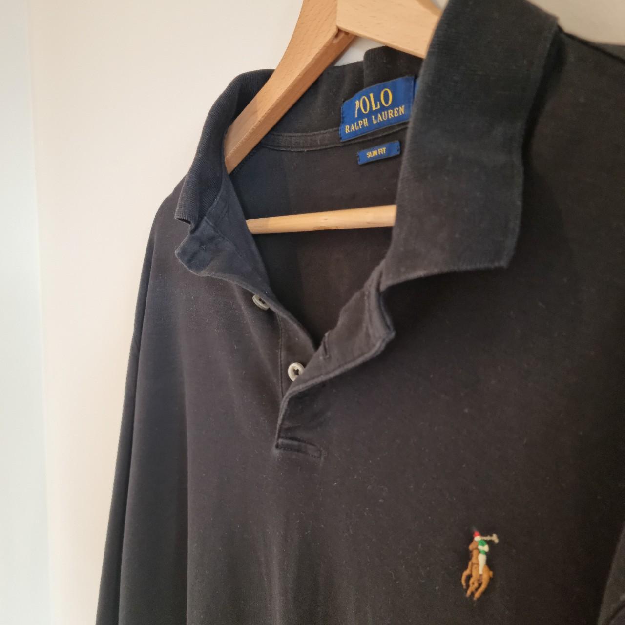 👕RALPH LAUREN BLACK POLO LONG SLEEVE👕 SIZE L -... - Depop