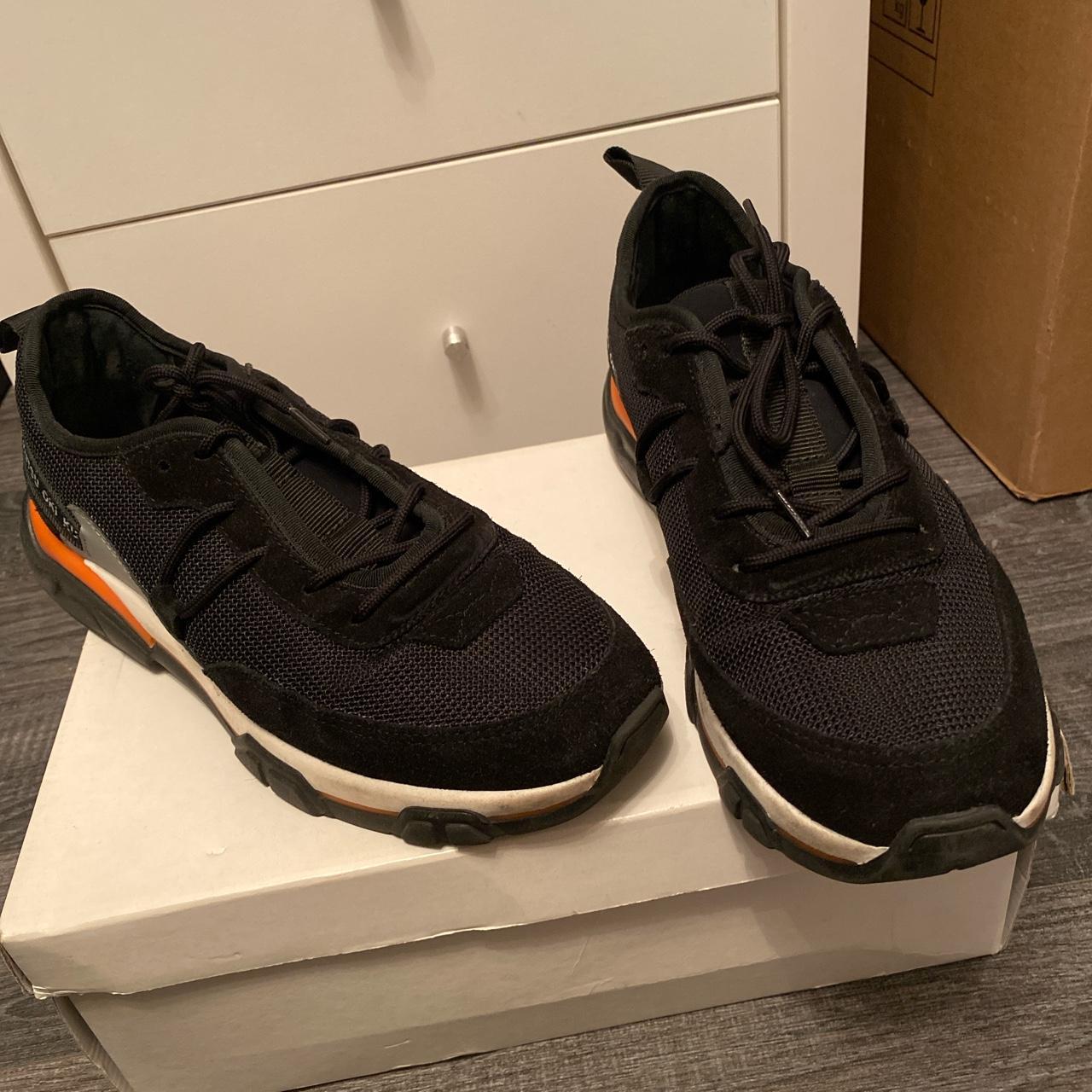 Oki kutsu black and orange trainers Good used... - Depop