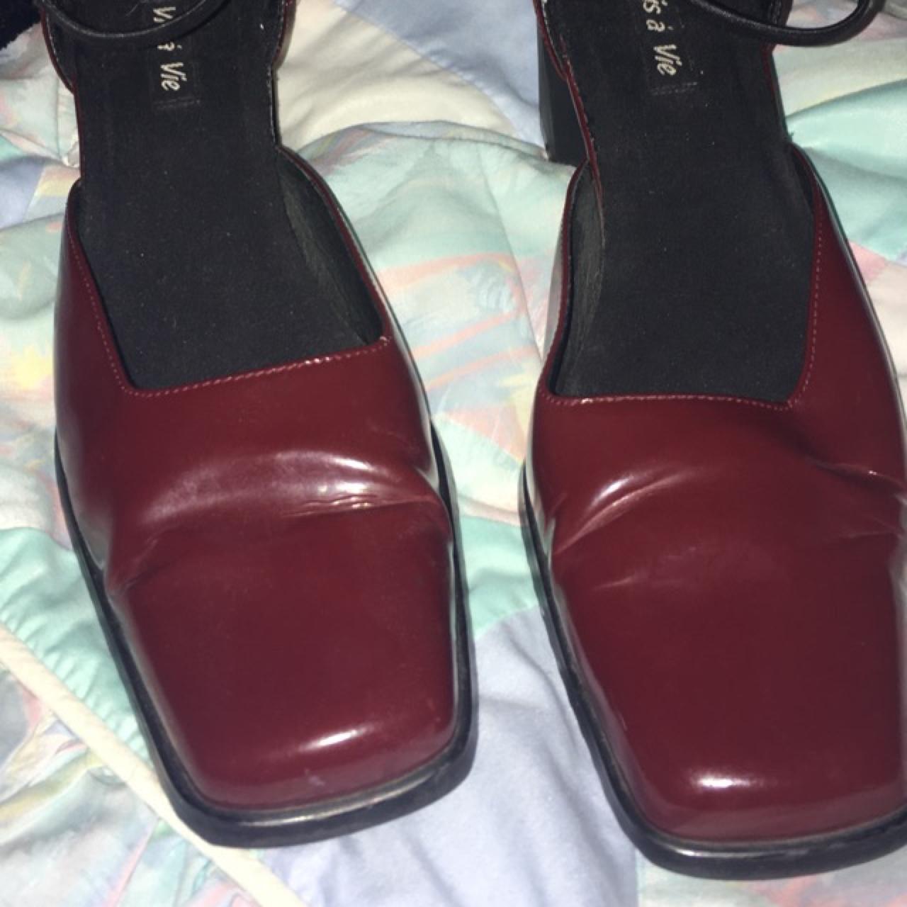 REPOP!! Vampy red chunky heels!! Barely noticeable... - Depop