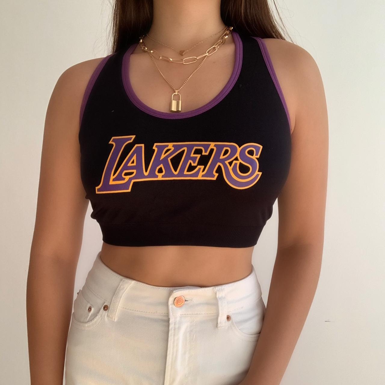 lakers crop top thrifted from the states worn once,... - Depop