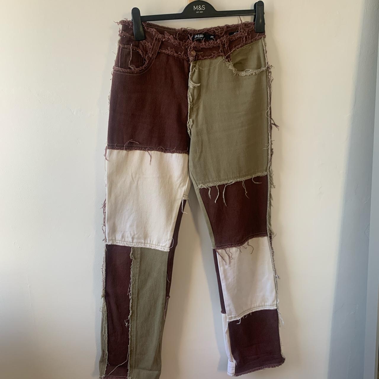 Jaded London brown patchwork jeans W26 Great... - Depop