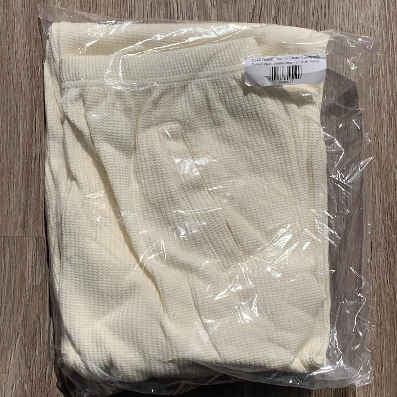 David Dobrik fanjoy thermal sweatpants Cream color... - Depop