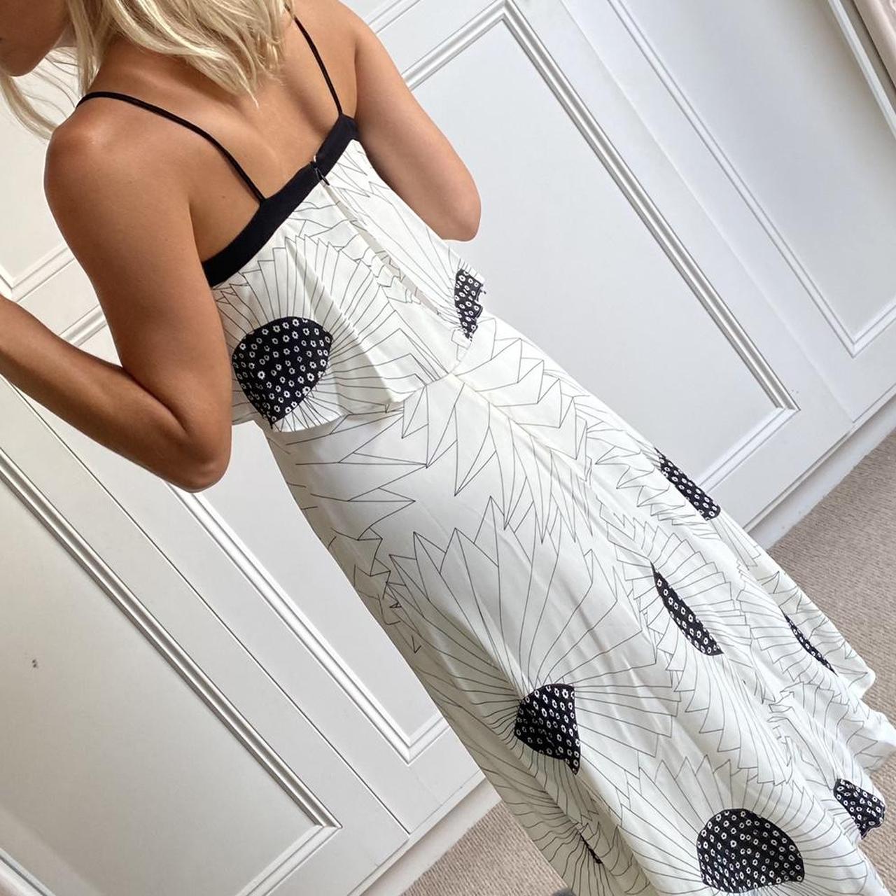 BLACK AND WHITE FLORAL DRESS FROM LK BENNETT. MADE... - Depop