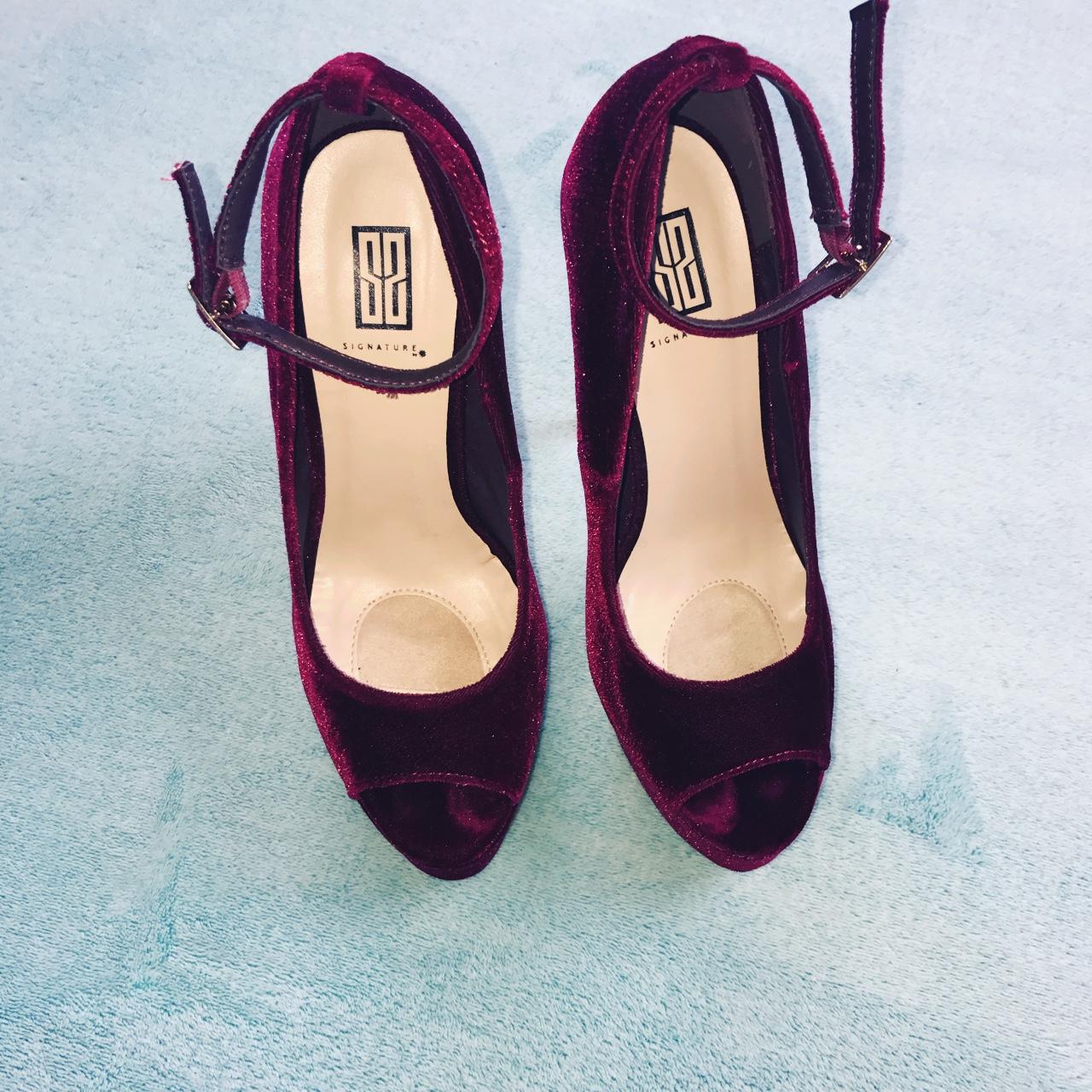Red wine velvet heels. Super sexy 6 inch heels.... - Depop