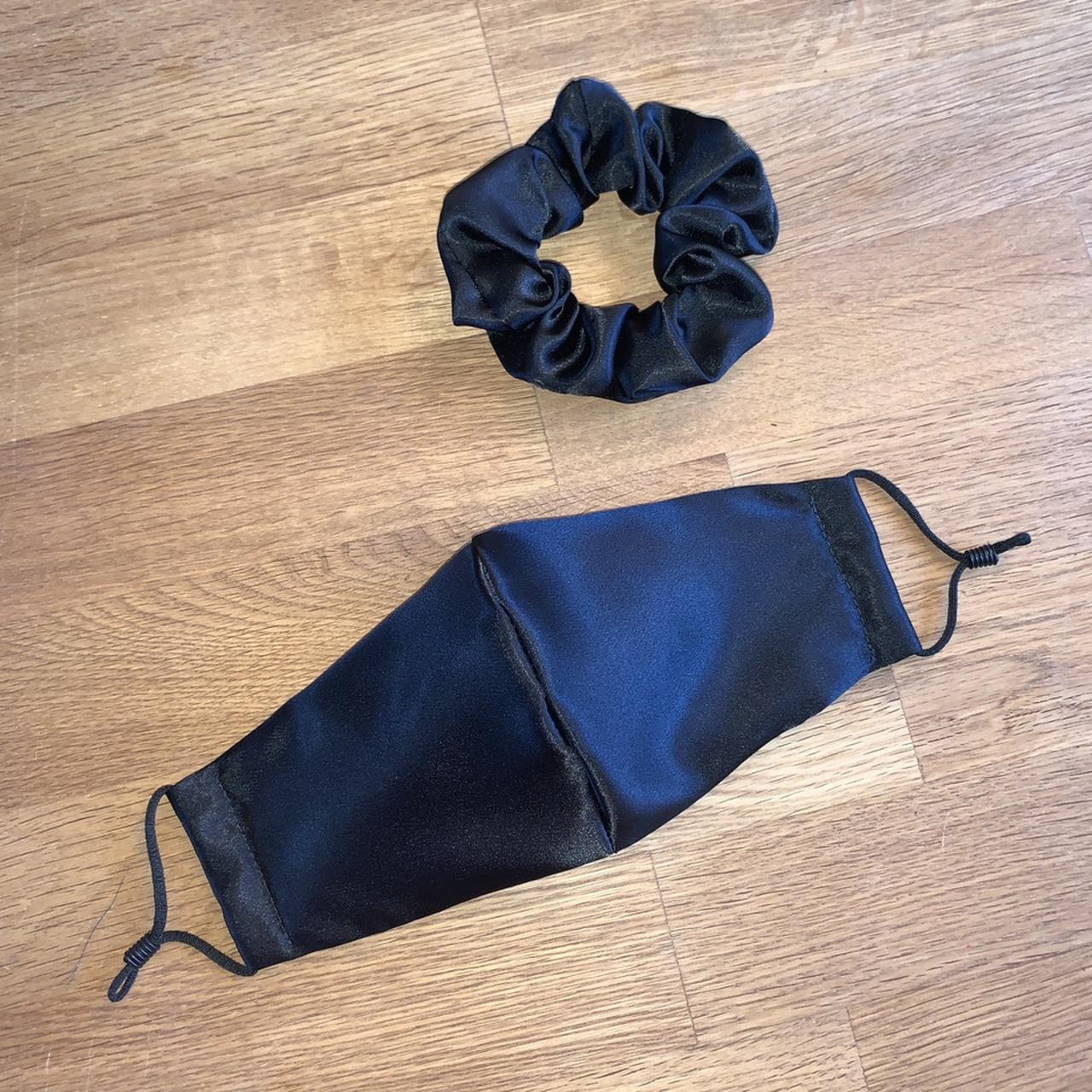Matching black satin face mask (adjustable) and... - Depop