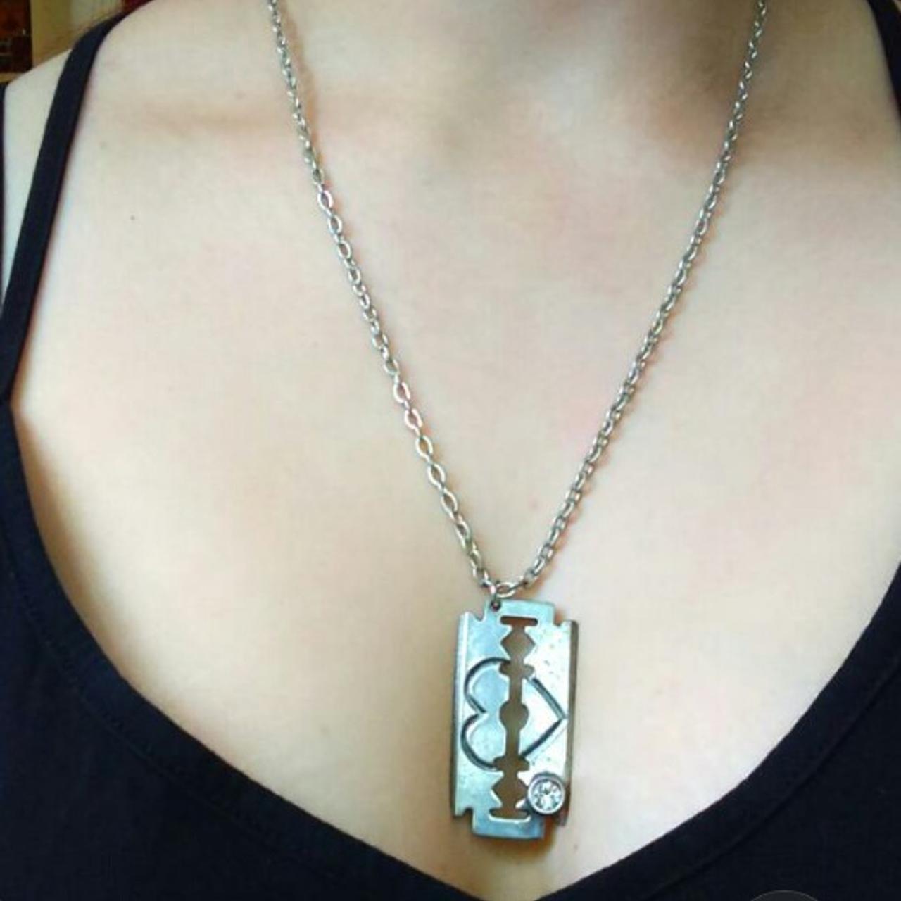 Alchemy Gothic romanticide razor pendant. Colour-... - Depop