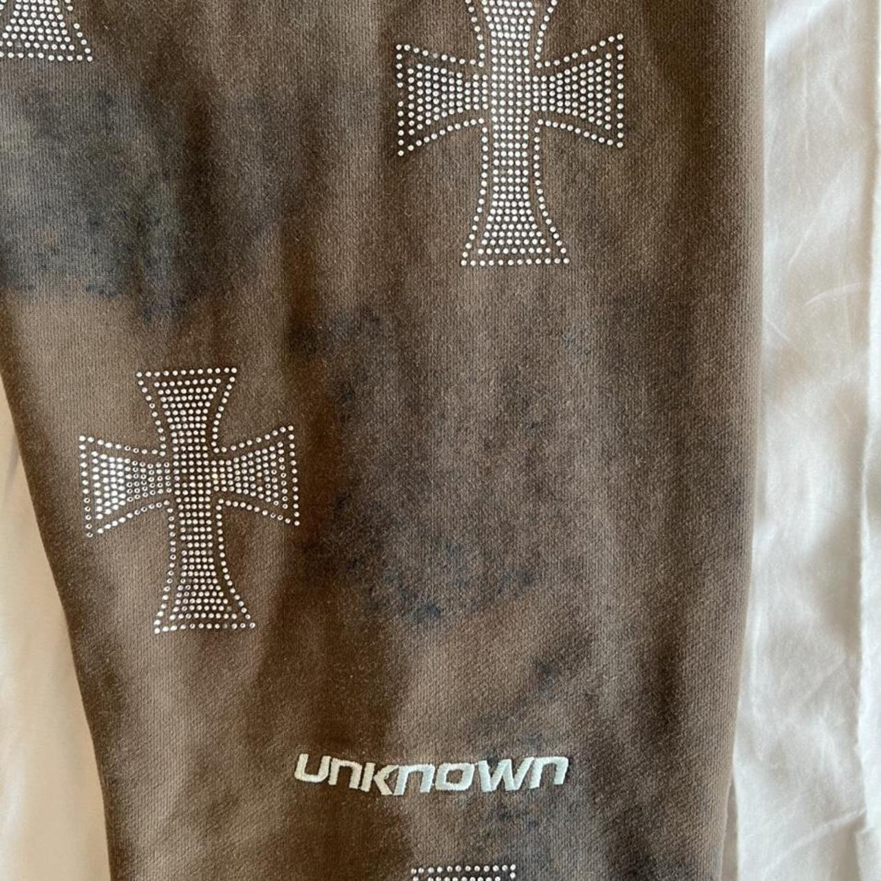 UNKNOWN LONDON sweatpants brown rhinestone Slight... - Depop
