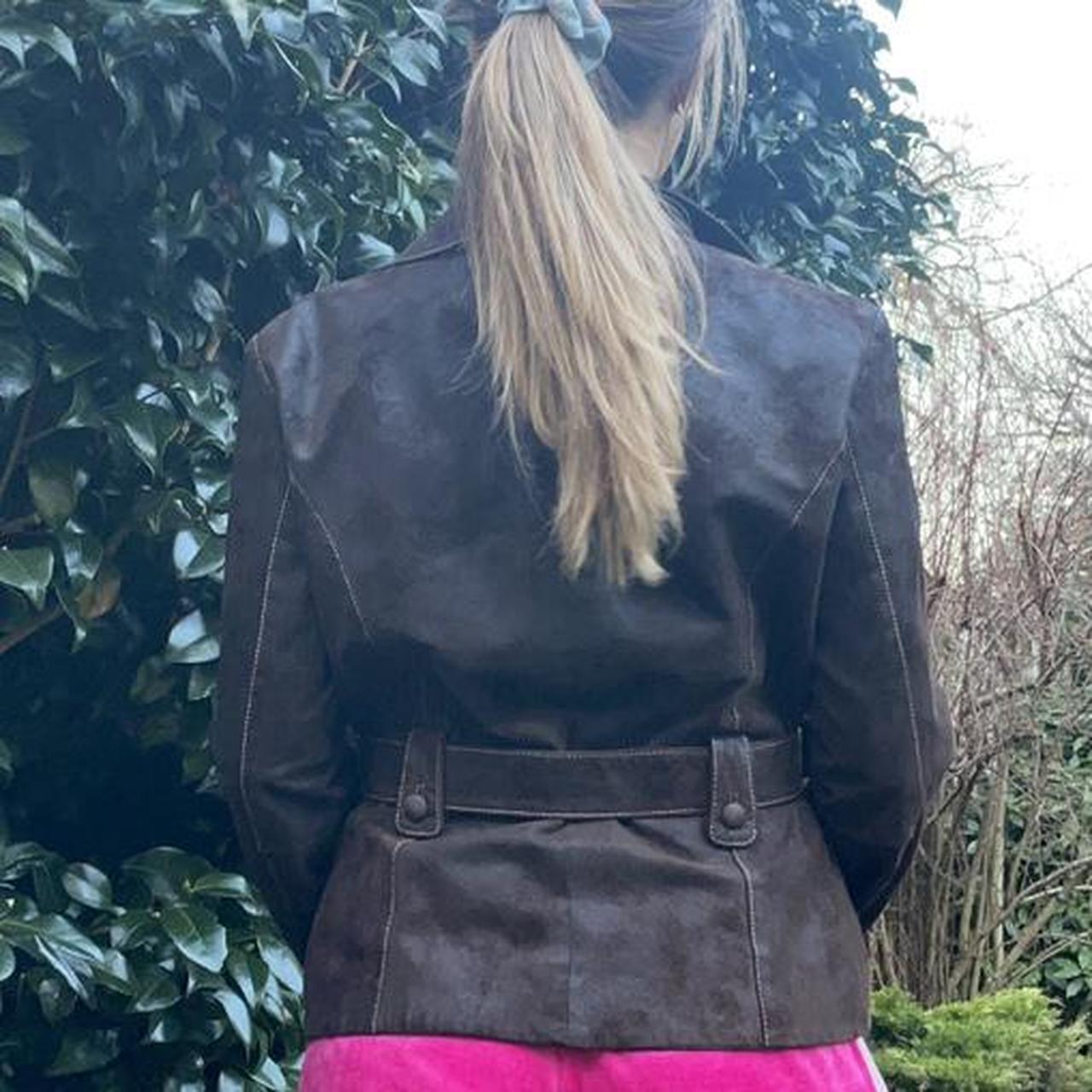 Authentic brown leather Italian brand jacket Label... - Depop