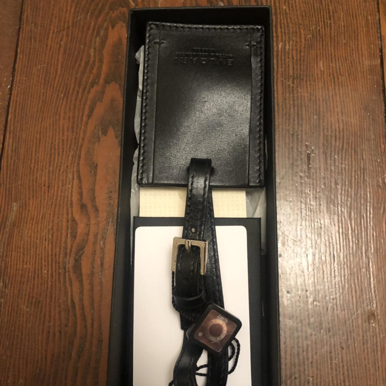 Genuine black leather BVLGARI luggage tag. With tag... - Depop