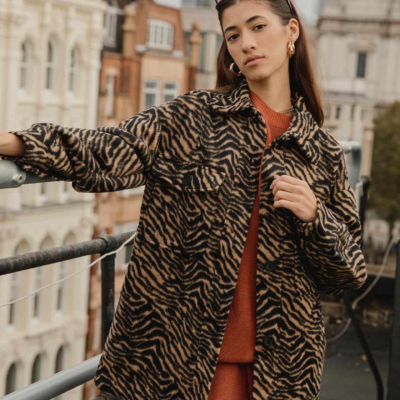 Tiger Print Structured Jacket A classic cut jacket... - Depop