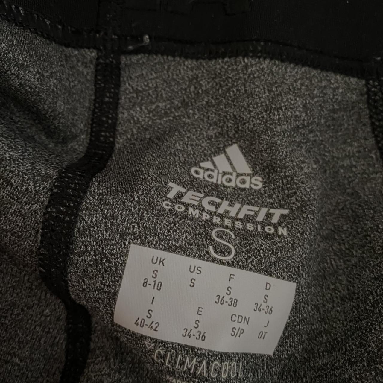 Adidas tech fit compression grey gym leggings with... - Depop