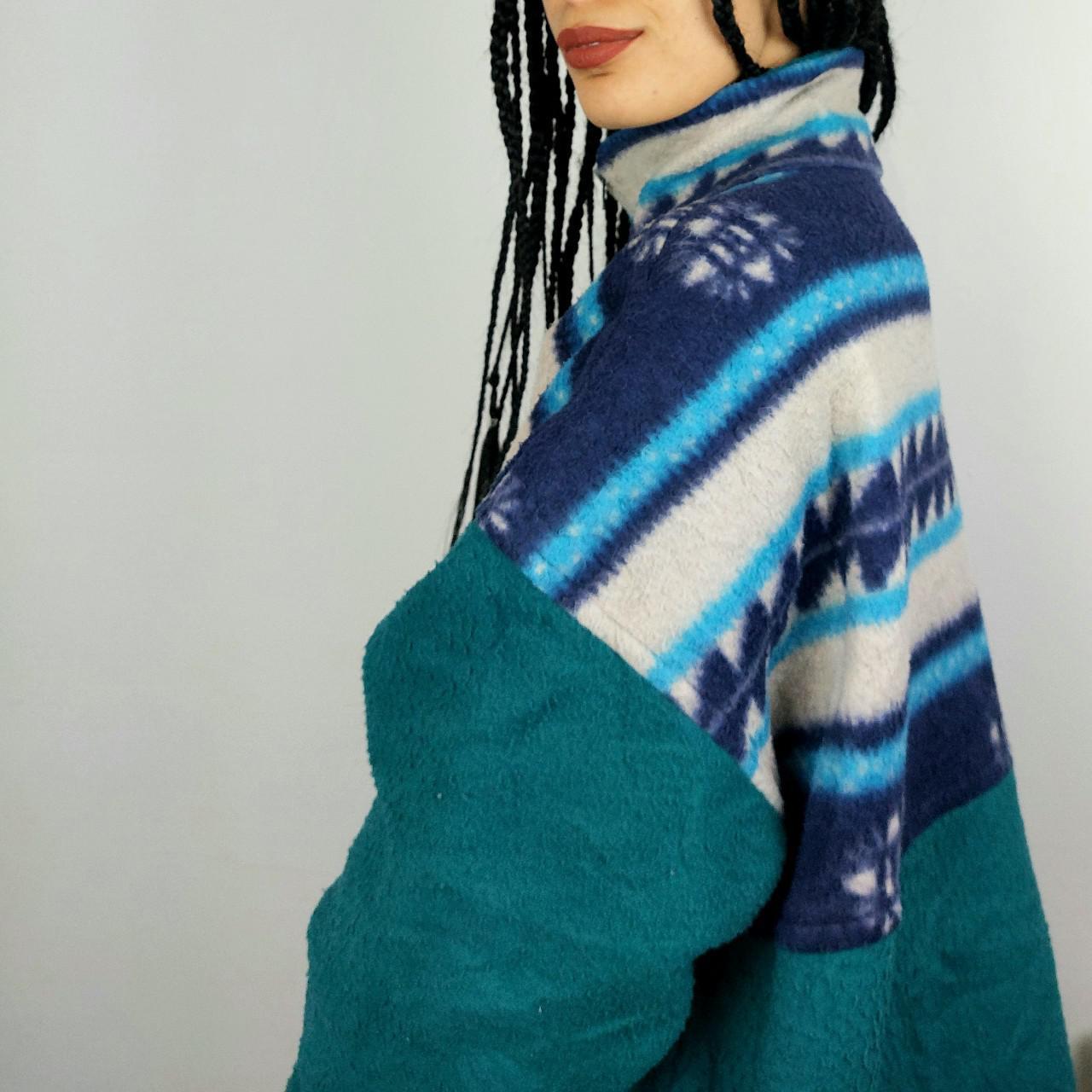 RETRO CRAZY PATTERN OVERSIZED FULL ZIP FLEECE... - Depop