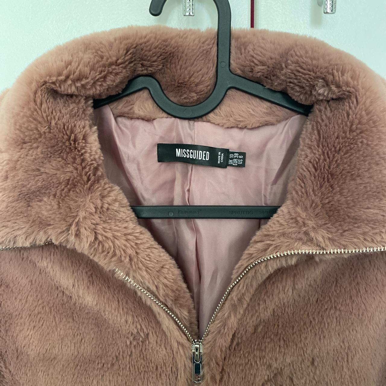 Missguided faux fur bomber style jacket with zip in... - Depop
