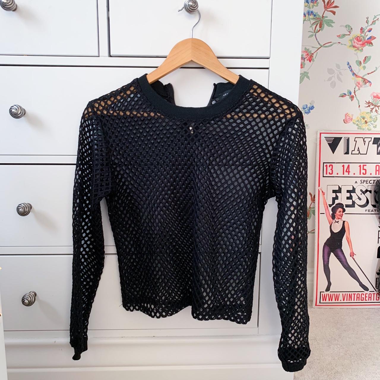 Black fishnet long sleeved top from New Look.... - Depop