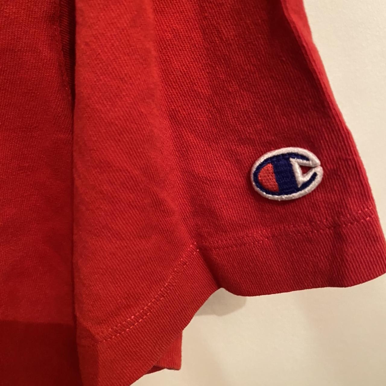 Red champion oversized crop top excellent... - Depop