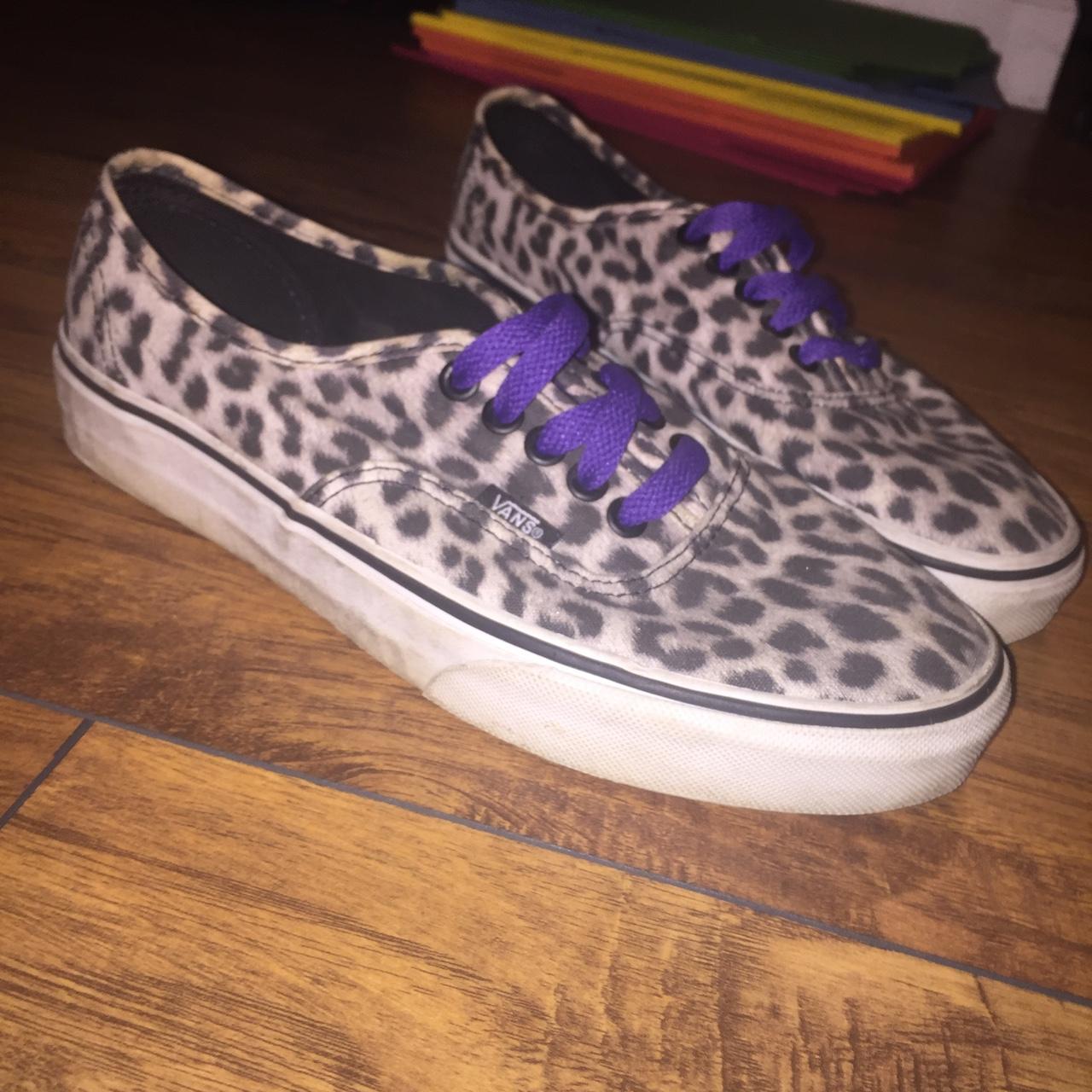 Cheetah printed vans with purple laces :) - Depop