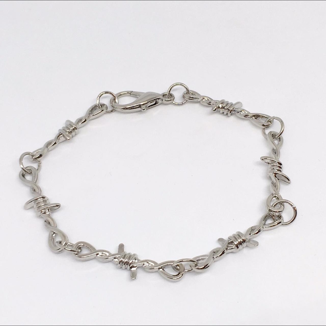 🎋 🧨 Sterling Silver Plated Barbed Wire Twist Chain... - Depop