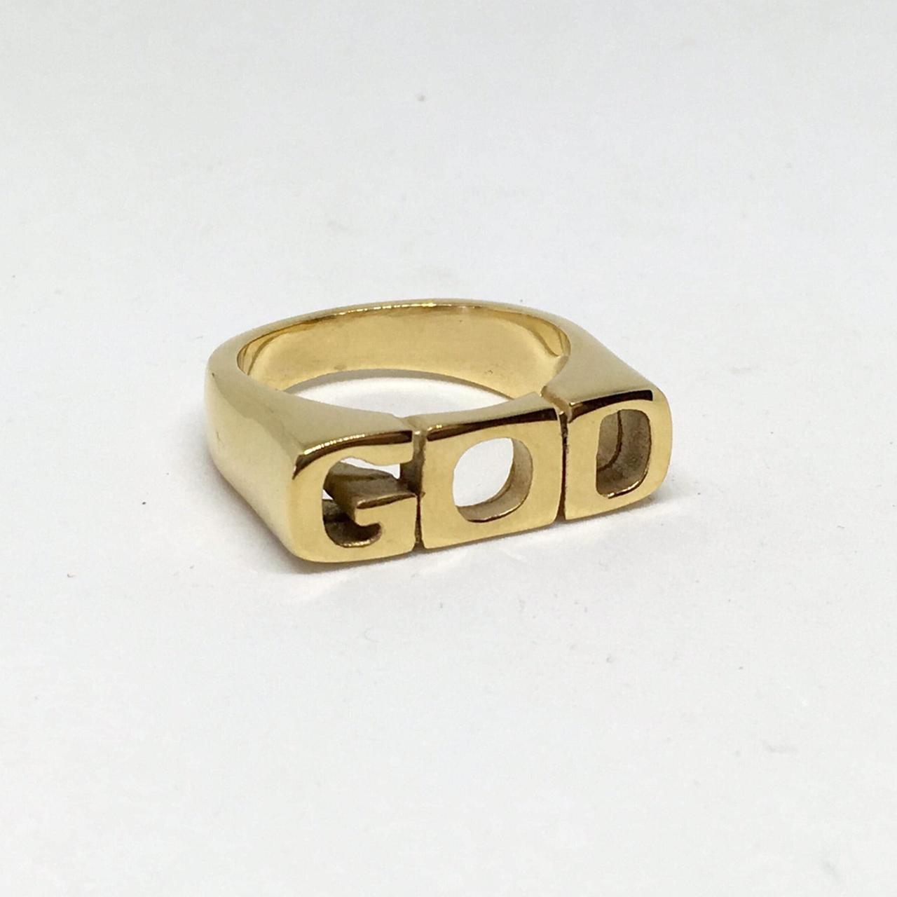 🦂 🧨 18ct Gold Filled Stainless Steel GOD Unisex... - Depop